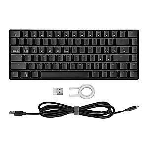 Entatial Mechanical Keyboard, 82 Key RGB 3 Connection Modes, Black Gaming Keyboards with Ergonomic Layout Computer Keyboard for Office 5V DC Support for Win 10, for Android, for iOS (Red Shaft)