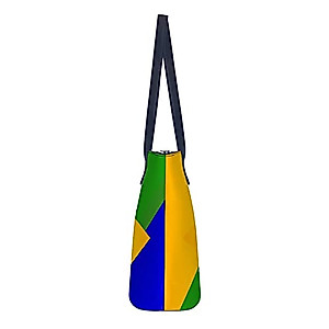 Brazilian Flag Women's Tote Bag PU Leather Shoulder Bag Handbags Purse For Work Shopping Travel