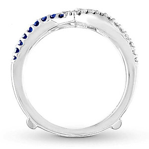 V Touch Round Cut Created Red Ruby Solitaire Enhancer Guard Wrap Engagement Wedding Ring for Womens 925 Silver 14K White Gold Plated