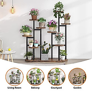 Tribesigns Plant Stand Indoor, Multi-Tiered 11 Potted Plant Shelf Flower Stands, Tall Plant Rack Display Holder Planter Organizer for Garden Balcony Living Room, Rustic Brown