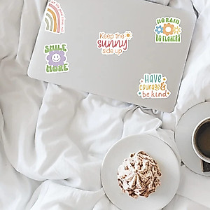 Cute Preppy Stickers 50 Pcs, Pastel Inspirational Stickers, Vinyl Waterproof Aesthetic Motivational Stickers for Water Bottles Laptop Phone Computer Guitar