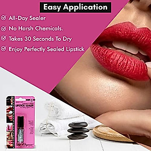 Lip Elegance Lipstick Sealer - Long Lasting Lipstick Sealer with Brush Applicator - Waterproof, Smudge Proof, Oilproof - All Day Liplock Effect 0.17 Fl Oz