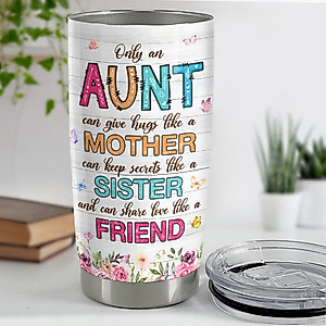 SANDJEST Aunt Tumbler 20oz Best Aunt Ever Cup Gift Stainless Steel Insulated Tumblers Coffee Travel Mug Auntie Cup Aunts Gift for Birthday Christmas