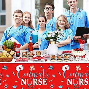 Zubebe 173 Pcs Nurse Graduation Party Supplies Serve 24 Congrats Nurse Banner Dinner Dessert Plates Cups Napkins Tablecloth Nurse Birthday Party Tableware Set for Nursing School RN Graduation Party