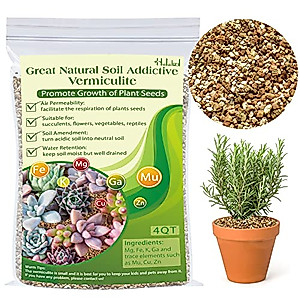 Halatool 4 QT Horticulture Vermiculite Professional Soil Addictive Coarse Grade Vermiculite for Plants Gardening Mushrooms Seed Starting