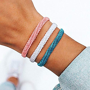 Pura Vida Half Flat Woven Bracelet - Waterproof, Adjustable Band - Parfait Pink