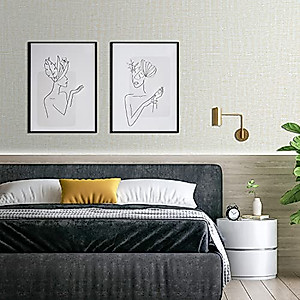 LOVADA Peel and Stick Wallpaper Beige Grass Cloth Wall Paper - 15.7 x 300 Inch Self Adhesive Wallpaper Peel and Stick, Easy to Paste Wall Contact Paper for Stand Liner, Table and Door Makeover Decor