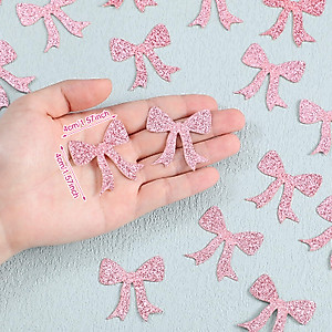 Dunzoom 300 Pcs Pink Bow Bachelor Party Confetti She's Tying The Knot Confetti Table Decorations Glitter Confetti Pink Coquette Bow for Girls Birthday Party Bridal Shower Wedding Party Supplies