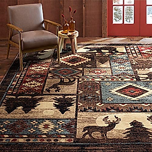 Home Dynamix Buffalo Bear Rustic Area Rug, Brown/Red, 5'2"x7'2", Rectangular