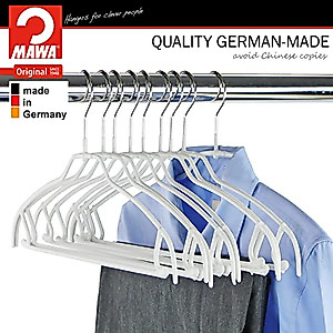 Mawa by Reston Lloyd Silhouette Ultra-Thin Series, Non-Slip Space Saving Shirt Hanger with Pant Bar & Skirt Hooks, Style 42/FTU, White