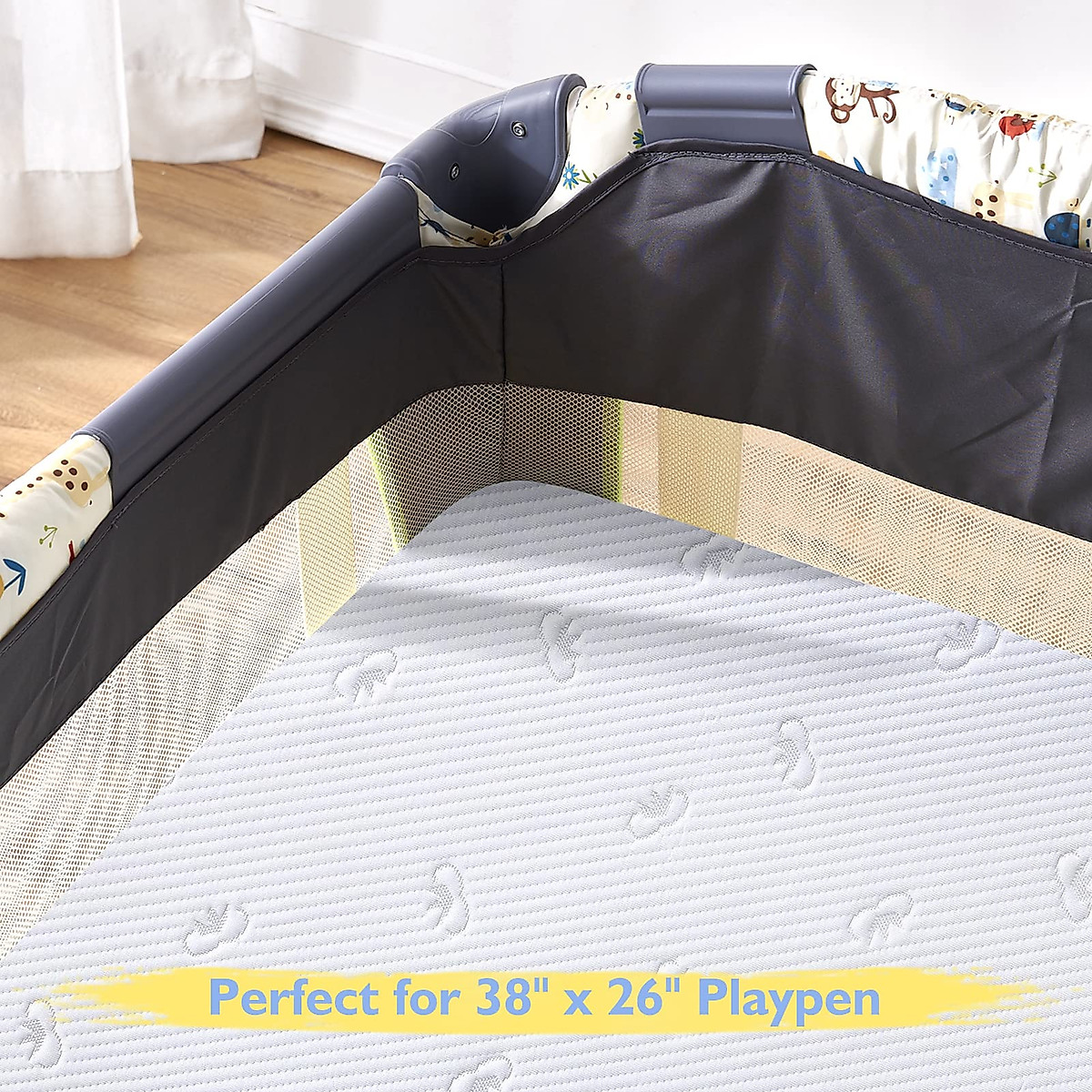 Mattress Protector for Pack n Play Waterproof,（Machine Washable White） Premium Quilted Pack n Play Sheets/Playard Sheet Cover 38X26inch fits for Baby Foldable and Playard Mattress, Portable Mini Crib