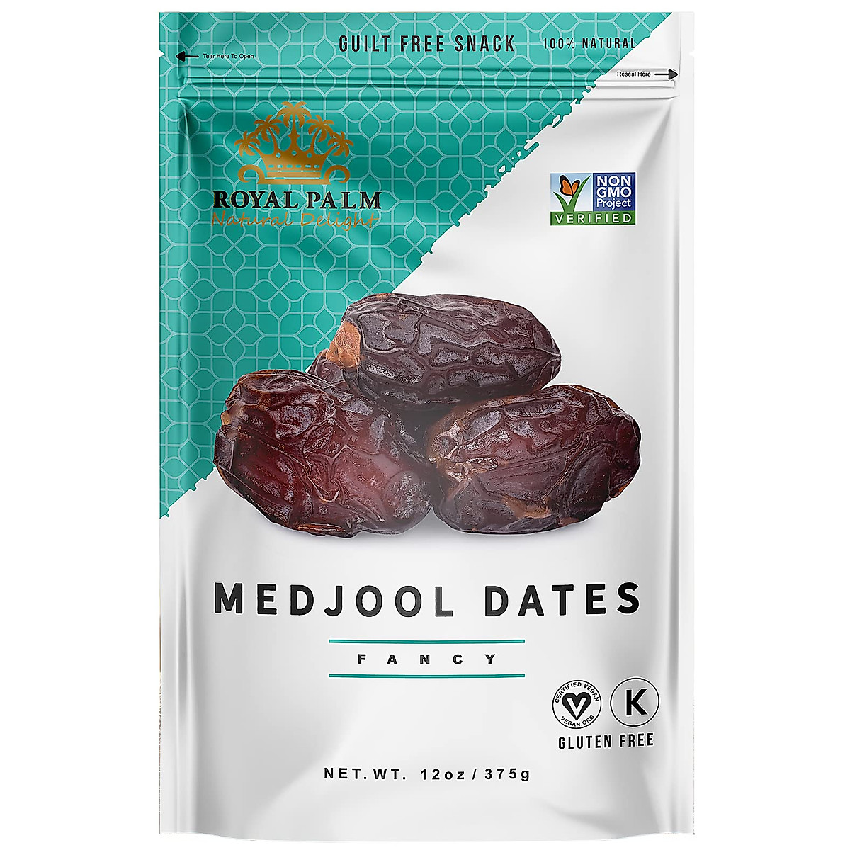 Medjool Dates | Royal Palm | 12oz | 100% Natural | NO Sugar Added | Non GMO | Kosher - 1 Bag
