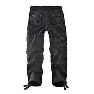 Leward Men's Wild Cotton Casual Military Army Cargo Camo Combat Work Cargo Hiking Pants with 8 Pocket (Black 1, 34)