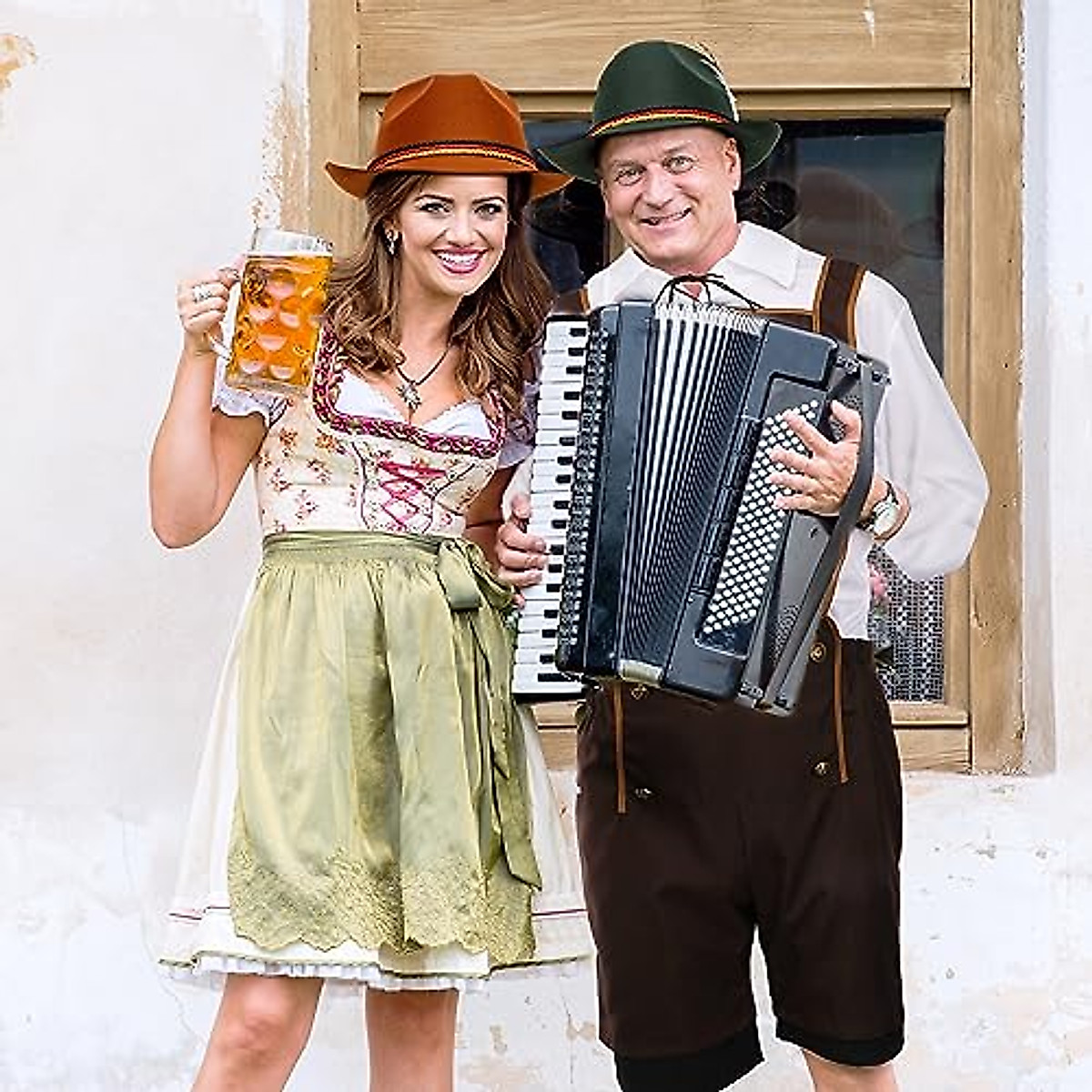 Newcotte Set of 4 German Bavarian Oktoberfest Costume Set for Men Adult Costume for Dress Party and Beer Festival (XL)