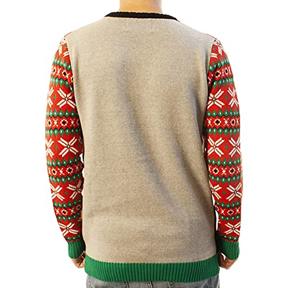 Ugly Christmas Party Sweater Men's- Unisex Dogs/Puppies Stocking Stuffers-Large Puppies in Stocking Red