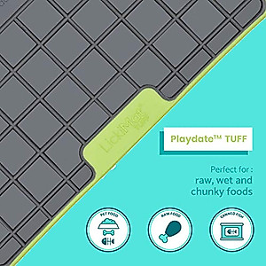 Lickimat Tuff, Heavy-Duty Playdate, Dog Slow Feeder Lick Mat, Boredom Anxiety Reducer; Perfect for Food, Treats, Yogurt, or Peanut Butter, Fun Alternative to a Slow Feed Dog Bowl, Turquoise
