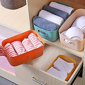 Plastic Storage Baskets 8 Pack, Small Pantry Baskets for Organizing, Organizer Basket Bins for Shelves, Organizer and Storage for Bathroom, Bedrooms, Kitchens (Colour Small)