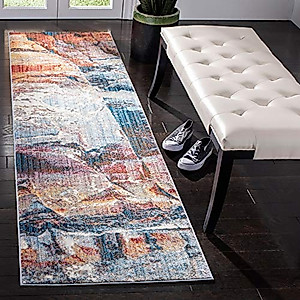 SAFAVIEH Monray Collection Area Rug - 9' x 12', Red & Multi, Modern Abstract Distressed Design, Non-Shedding & Easy Care, Ideal for High Traffic Areas in Living Room, Bedroom (MNY614D)