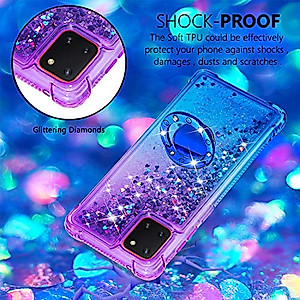 SZYZ Samsung Galaxy A81 Phone Case,Samsung Galaxy Note 10 Lite Case,Samsung Galaxy M60S Case, Glitter Quicksand Gradient Kickstand Shell for Samsung Galaxy A81/Note 10 Lite/M60s,LS Purple Blue