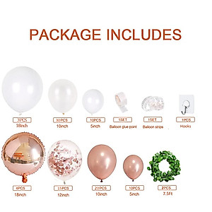 Rose Gold Balloon Arch kit Balloon Garland Confetti Latex Balloons Arch for Bridal Shower Valentine's Day Baby Shower Wedding Birthday holiday Party Decorations Supplies for Girls and Women