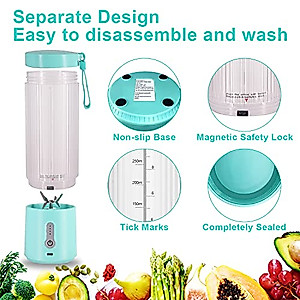 Smoothies Shake Blender with Powerful Blades, Personal Blender for Shakes and Smoothies, Portable Blender Mini Juicer for Kitchen Travel Gym Sports