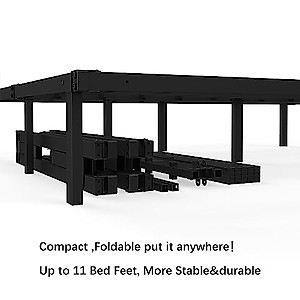 Flolinda Foldable Full Size Bed Frame Metal Platform Bed Sturdy Full Bed Frame 10 Minutes Quick Assembly Steel Slats 11 Legs Support No Box Spring Needed Noise-Free 14inch Black