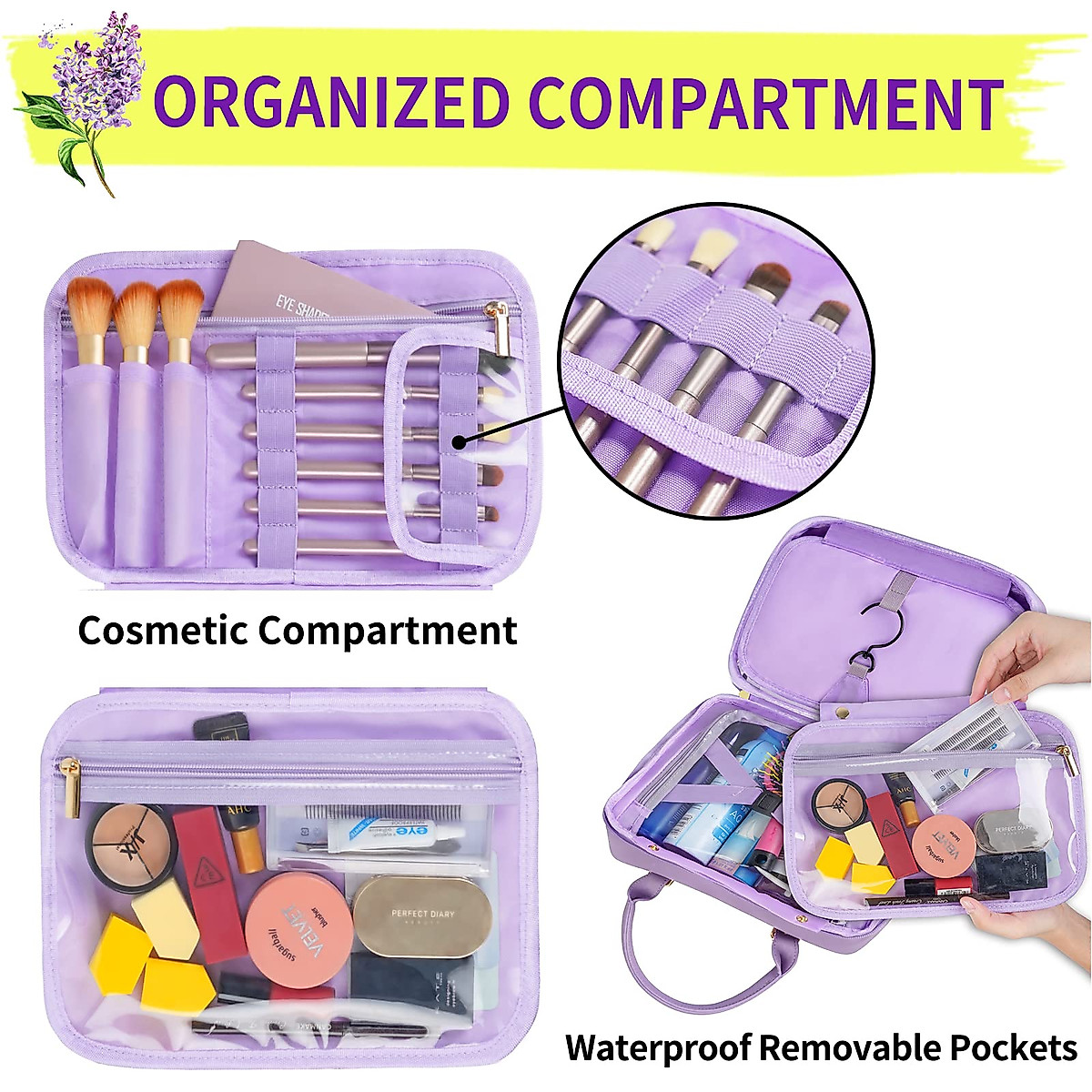 MATEIN Travel Makeup Bag, Hanging Toiletry Bag for Women