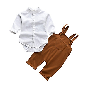 Unutiylo Baby Boys Clothes for Gentleman Outfits,Toddler Overalls Baby Suspender Pants and Bodysuit Romper