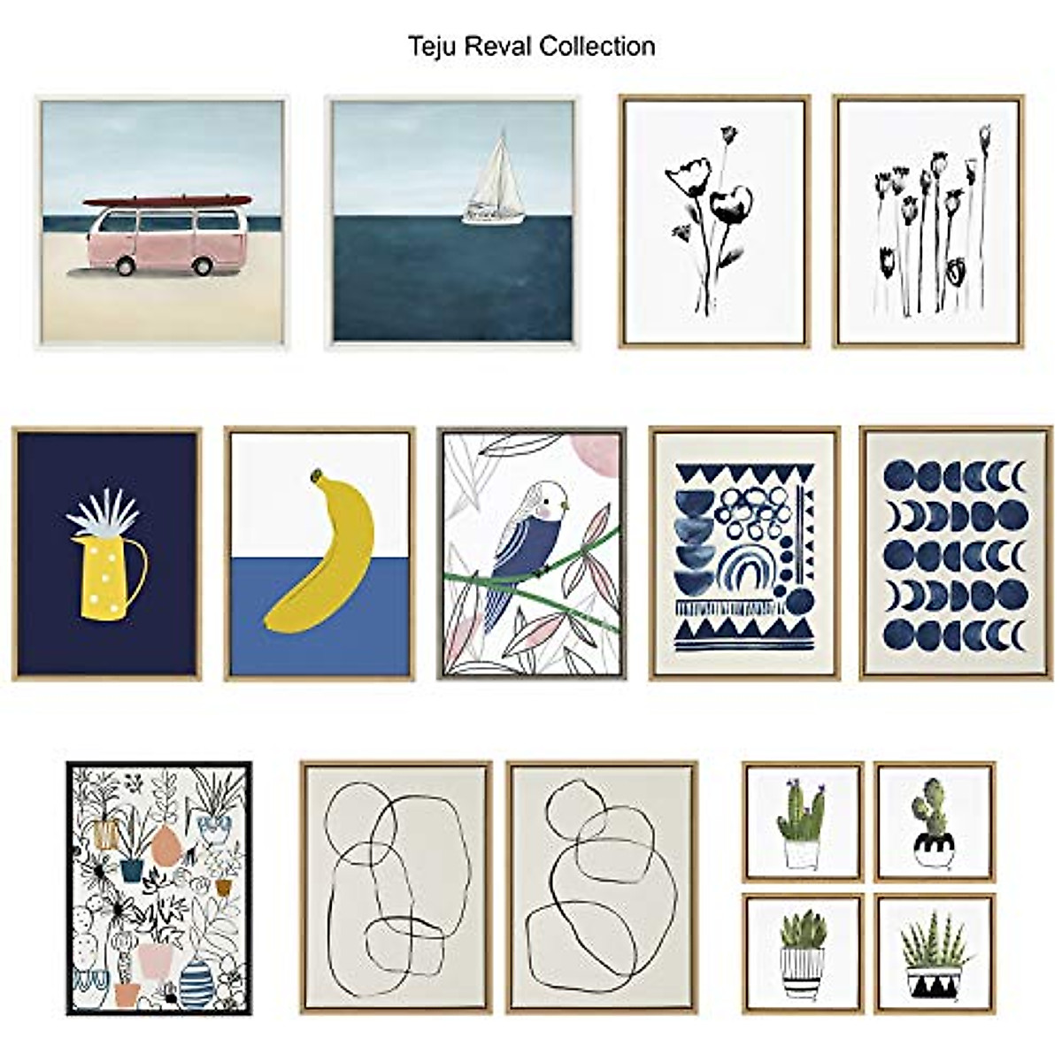 Kate and Laurel Sylvie Dancing Circles Framed Linen Textured Canvas Wall Art by Teju Reval of SnazzyHues, 18x40 Gold, Neutral Abstract Wall Decor