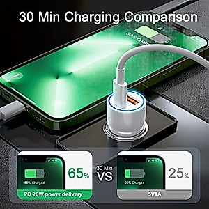 iPhone Fast Charger Car Charger Type C Kit, 20W PD USB C Wall Charger Plug + 38W USB C Car Charger + 2 X 3.3 FT Lighting Cables for iPhone 12/13/14/11/X/8, Pad