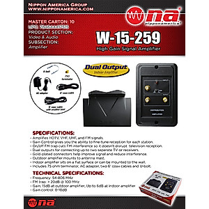 Indoor Outdoor High Gain Signal Amplifier HDTV VHF UHF FM Channel Boost