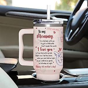 TAMUNBEE First Mothers Day Gifts For New Mom, Daughter From Baby, Sister, Son - 1st Mothers Day Gifts From Husband - First Time Mother Presents - Elephant 40oz Tumbler With Handle for Woman