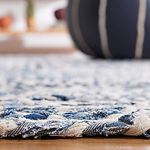 Safavieh Braided Collection Area Rug - 5' x 8', Blue & Ivory, Handmade Farmhouse Cotton, Ideal for High Traffic Areas in Living Room, Bedroom (BRD260M)