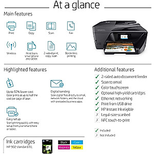HP OfficeJet Pro 6978 Wireless All-in-One Color Inkjet Printer for Home Office, Black - Print Scan Copy Fax - 2.65" Touchscreen, 20 ppm, 8.5" x 14", 35-Sheet ADF, Auto Duplex Printing, Ethernet
