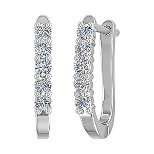 1/2 Carat Natural Diamond Hoop Earrings in 10K White Gold