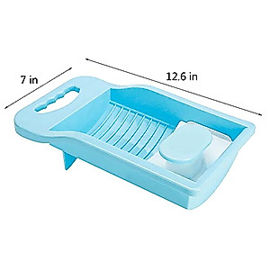 Emivery Portable Washboard for Laundry Mini Non Slip Underwear Sock Washing Board Clothes Cleaning Tools for Home Blue