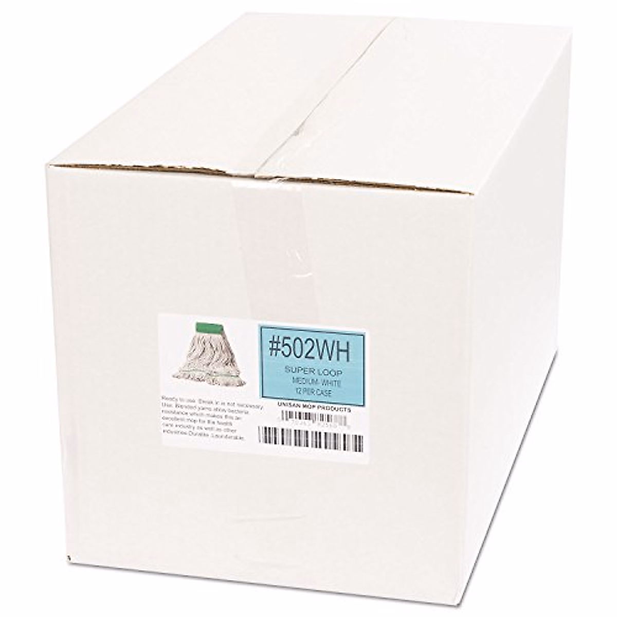 Boardwalk 502WHCT Super Loop Wet Mop Head, Cotton/Synthetic, Medium Size, White, 12/Carton