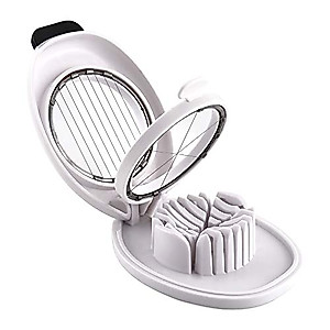 Egg Slicer for Hard Boiled Eggs,Easy to Cut Egg into Slices, Wedge and Dices, Sturdy ABS Body with Stainless Steel Wires,Non-slip Feet,Dishwasher Safe, BPA Free(WHITE)