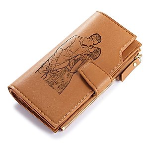 kaululu Personalized Photo Wallets for Women Customized Engraved Travel Wallet for Mother Wife Girls Grandma Mothers Day Gift Birthday Christmas Gift