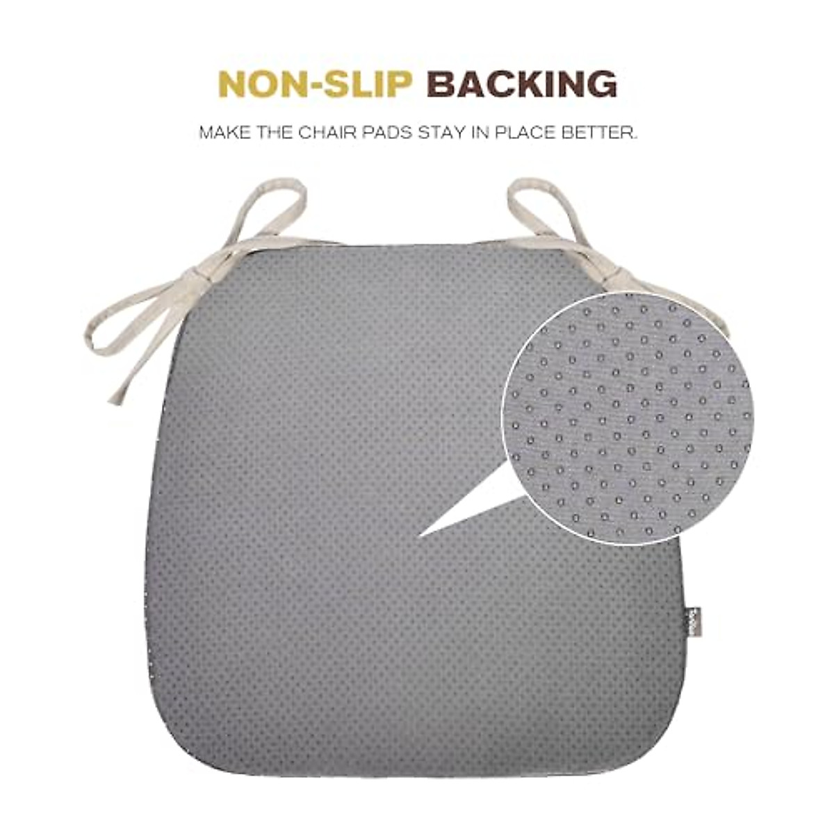 TANYOO Kitchen Chair Cushions Set of 4 Dual Layer Chair Cushions for Dining Chairs Shredded Memory Foam and Charcoal Foam Pads Fillings Seat Cushions White 16.5"x 16.5" x 3.5"