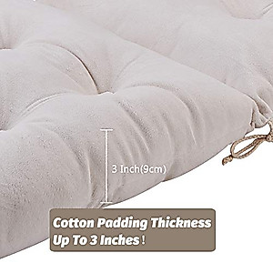 Big Hippo Rocking Chair Cushion,Thicken Soft Rocking Chair Cushion Set with Detachable Neck Pillow Back Support,Comfy Chair Cushion Pad with Ties for Outdoor Indoor Home Office,Beige