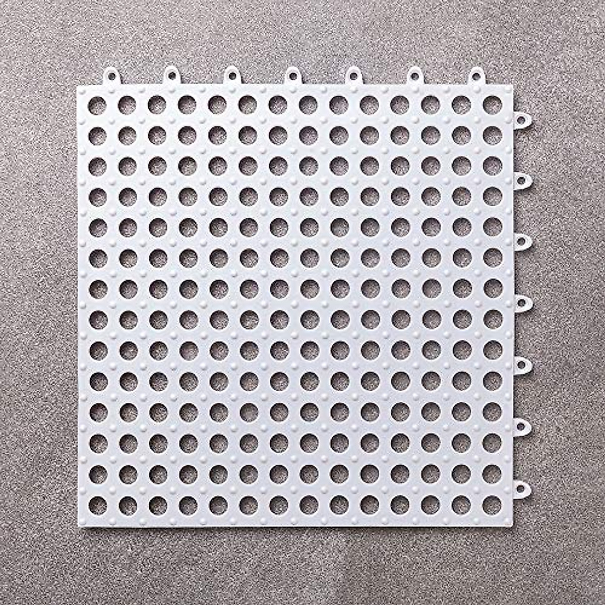 12PCS Interlocking Soft PVC Floor Tiles, No-Slip Pool Shower Bathroom Kitchen Mat with Drain Hole 11.75'' x 11.75'' Decking Tiles Outdoor and Indoor