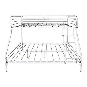 EMKK Twin Over Full Metal Bunk Bed with Ladder & Safety Guard Rails,Low Bunkbeds w/Sturdy Steel Slat Support, for Kids Teens Adults,Space Saving, No Box Spring Need