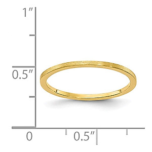 Solid 14k Yellow Gold 1.2mm Flat Stackable Brushed Matte Finish Band Thin Wedding Anniversary Ring Size 8