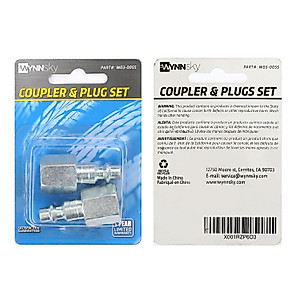 WYNNsky Industrial Air Plug Set, 1/4 Inch Body Size, 3/8 Inch NPT Female Threads, 2 Pieces Steel Air Fittings