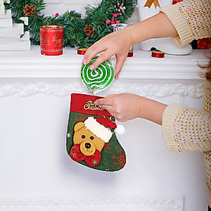 Kalekey 12 Pack Christmas Mini Stockings Tableware Holders Christmas Socks Decorations Spoon Fork Bag Candy Pouch Bag for Xmas Party Tree Dinner Table Home Ornaments