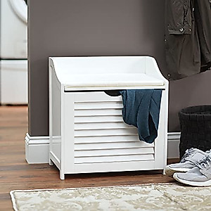 Household Essentials Single Load Hamper Cabinet Seat, White