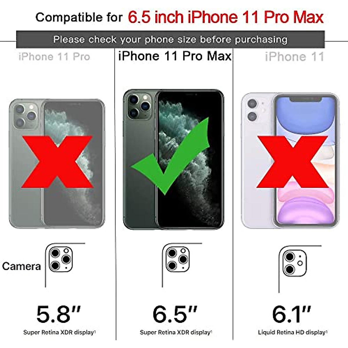 LAMEEKU iPhone 11 Pro Max Case Wallet, Card Holder Case Quilted Leather Crossbody Wallet Case for Lady with Wrist Strap Shockproof Case Compatible with iPhone 11 Pro Max, 6.5"-Beige