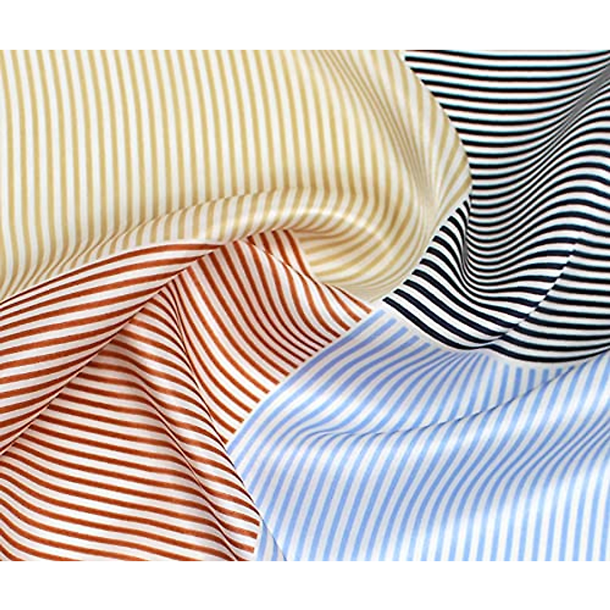 ANDANTINO 100% Pure Mulberry Silk Scarf -21” Lightweight Small Square Neckerchief – Breathable Digital Printed Scarves with Gift Packed (Contrast Color-Stripes)