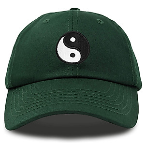DALIX Ying Yang Dad Hat Baseball Cap Zen Peace Balance Philosophy in Dark Green
